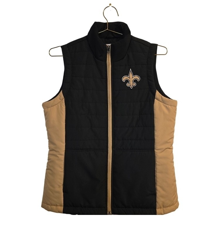 NFL New Orleans Saints Women’s Full Zip Black & Gold Quilted Vest ...