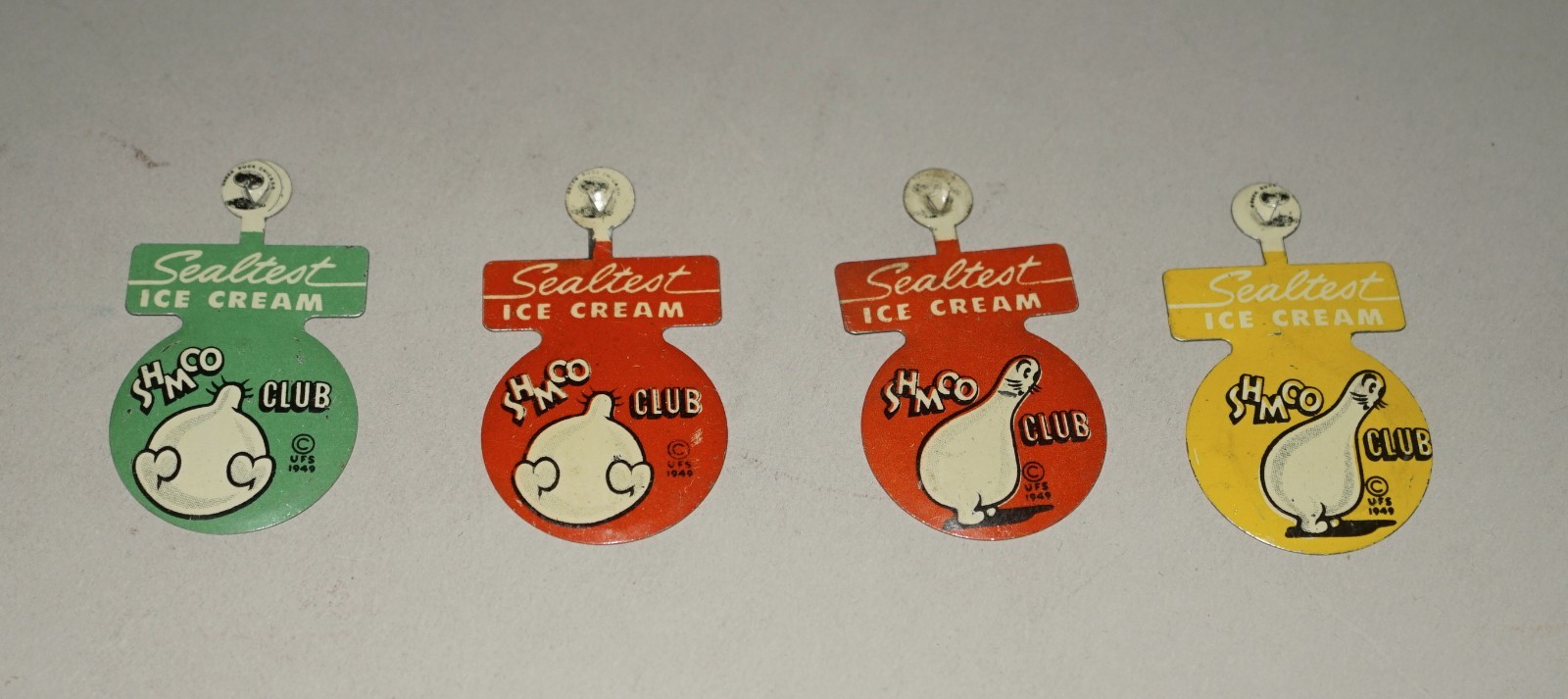 LATE 1940S EARLY 1950S SEALTEST ICE CREAM THE SHMOO 1 1/4" PIN TAB LOT ...