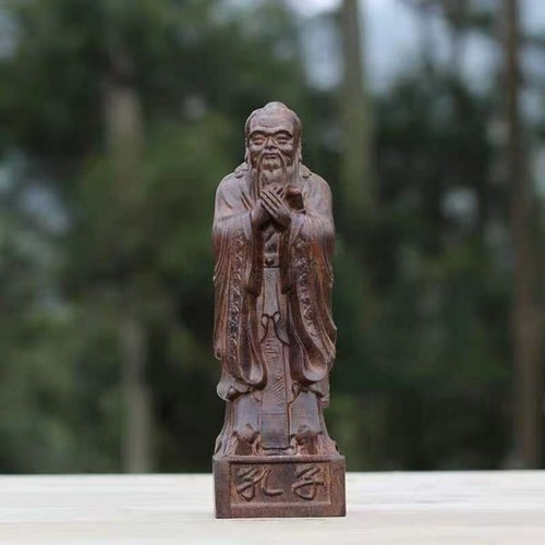 7.9" China Wood Hand-carved Confucianists Great Confucius KongZi Statue ...