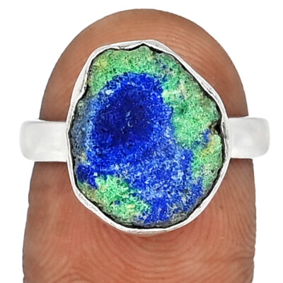 Natural Utah Azurite & Malachite Stalactite 925 Silver Ring s.7.5 ...