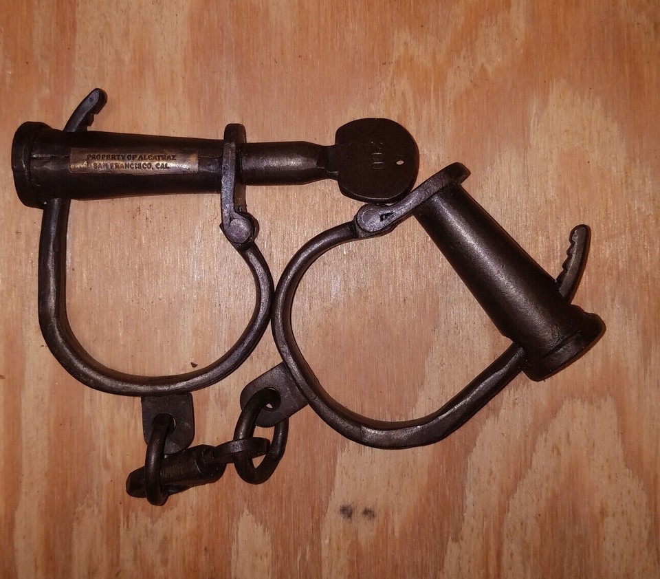 Vintage Alcatraz San Francisco California Working Cast Iron Handcuffs ...