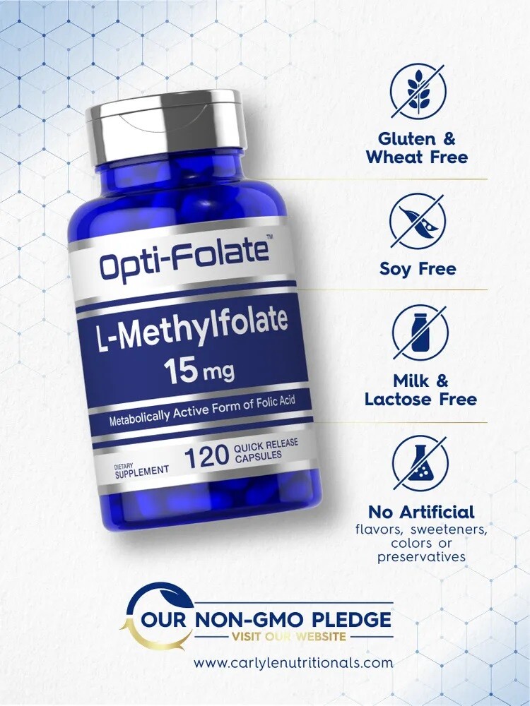 L Methylfolate 15mg | 120 Capsules | Value Size | Max Potency | by Opti ...