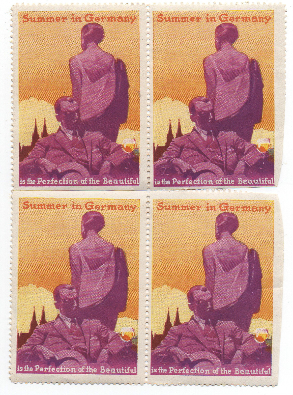 Four Beautiful 1930s German Travel Sticker Stamps " Summer in Germany ...