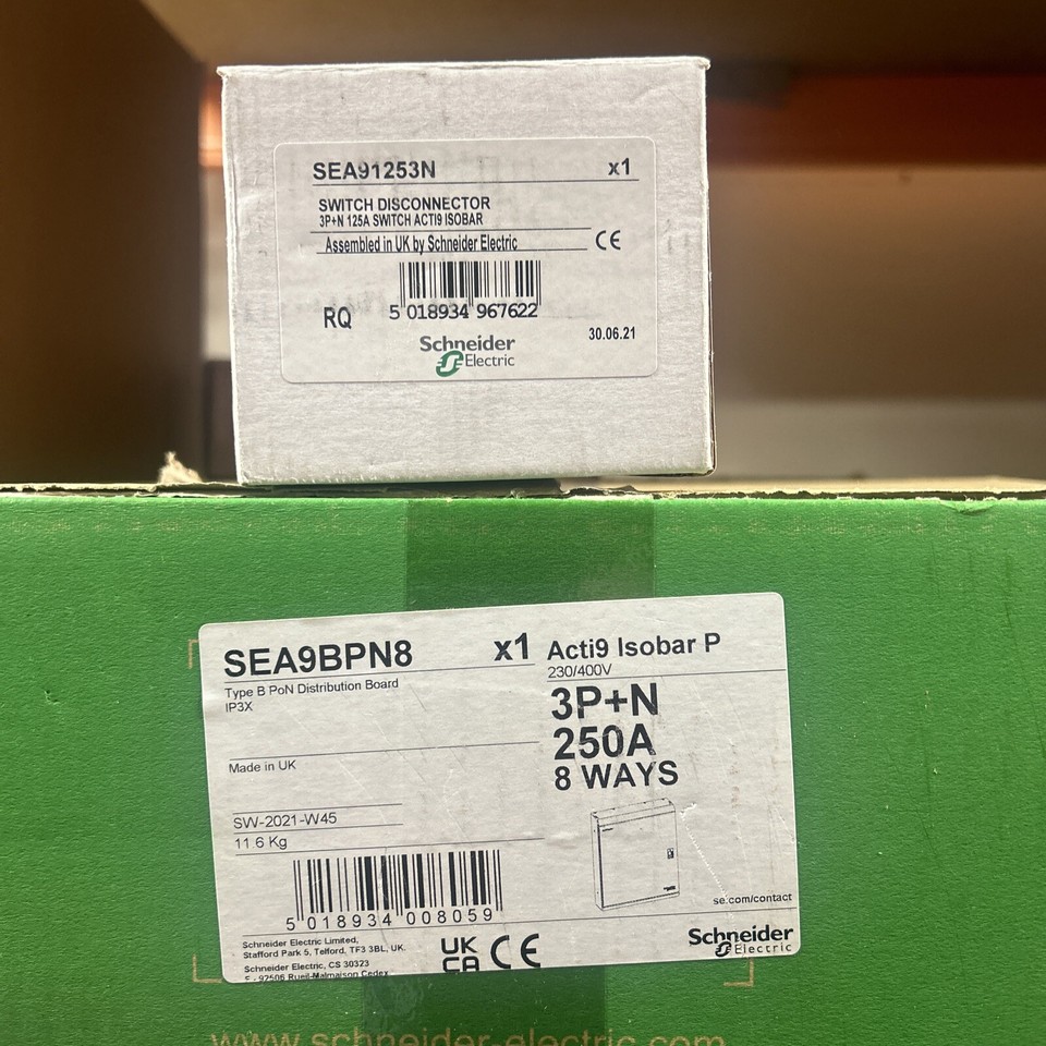 Schneider Acti9 8 Way 3 Phase Distrbution board & Main Switch SEA91253N ...