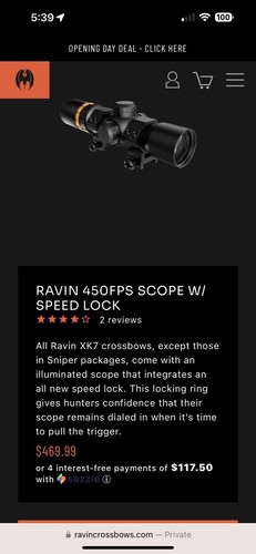 RAVIN Crossbow 450FPS SCOPE W/ SPEED LOCK | eBay