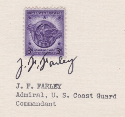 USCG Admiral Joseph F. Farley WWII US Coast Guard Autograph Signed ...