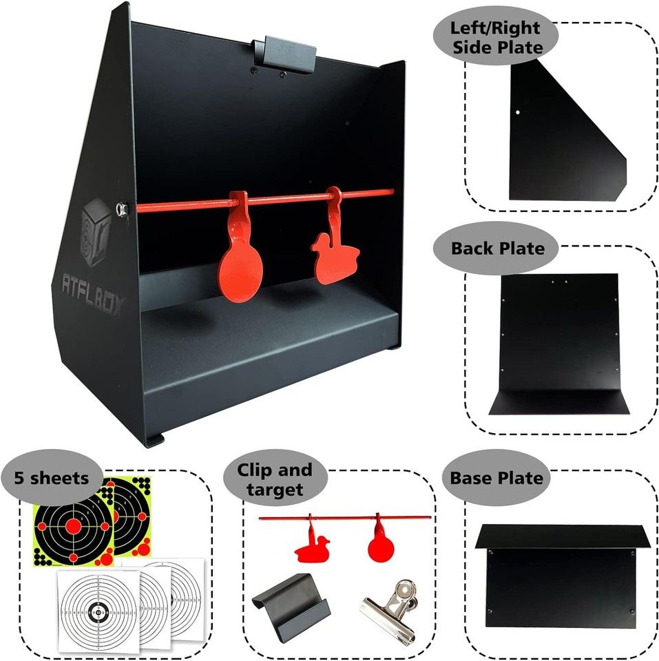 Pellet Trap Target W/ Splatter Bullseye Paper Targets Spinning Shooting ...