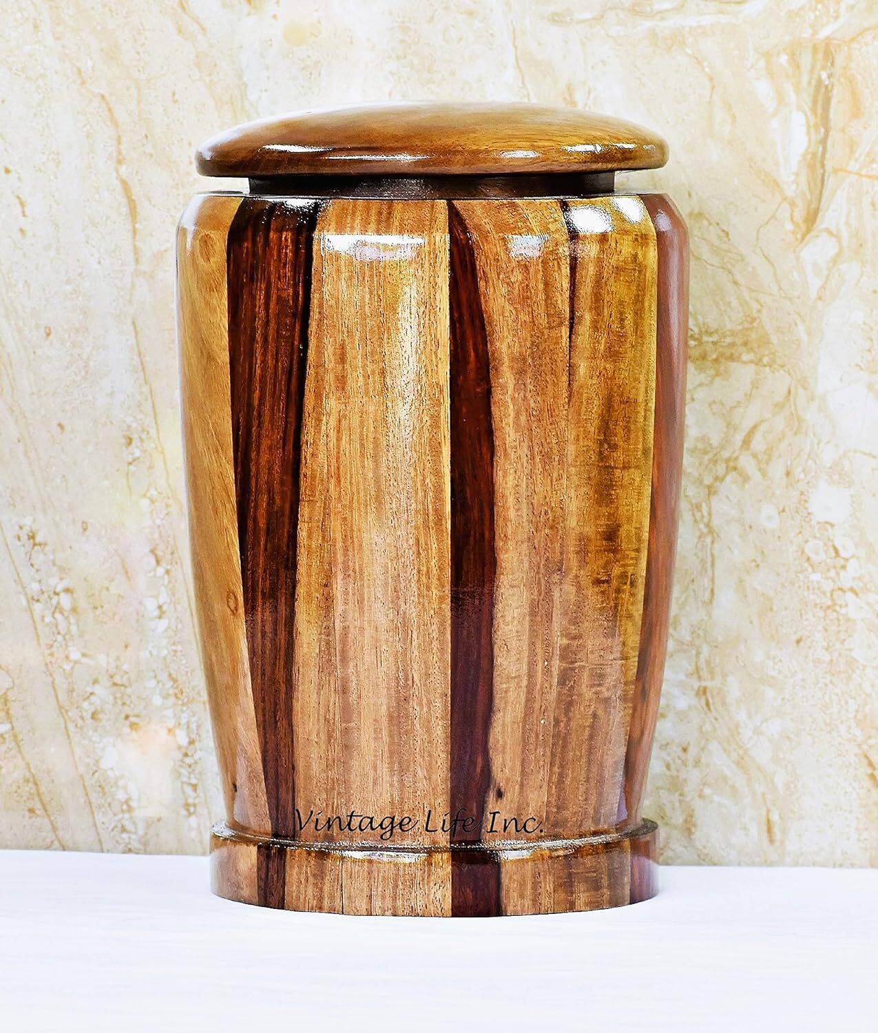 Wooden Cremation Urn Handmade Funeral Jar for Pets | Large Keepsake ...
