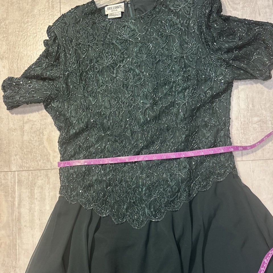 Brilliante by J.A. Womens Lined Green Beaded Evening Gown Mother Of ...