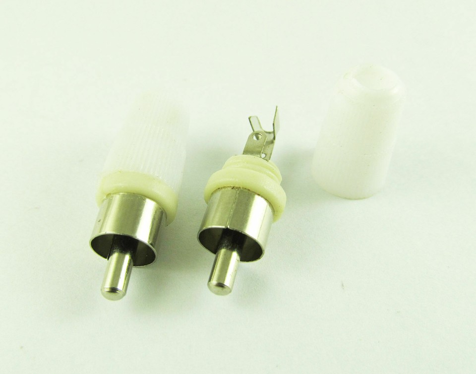 10pcs White Solder Type RCA Phono Male Plug Audio Video Cable Adapter ...