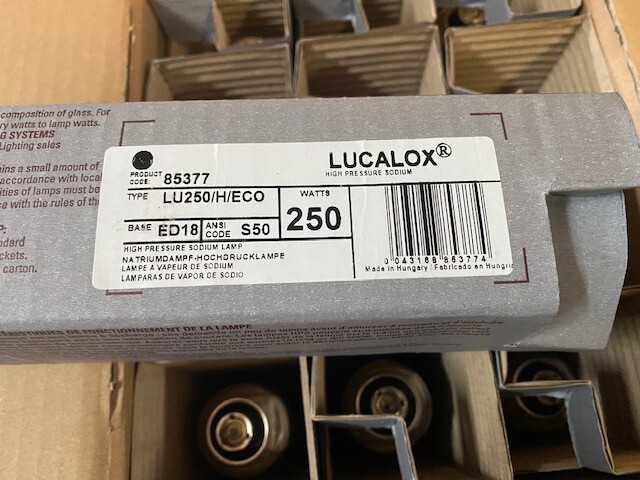 (12) GE LUCALOX LU250 ~ED18 Base s50 ballast High Pressure Sodium 250W ...