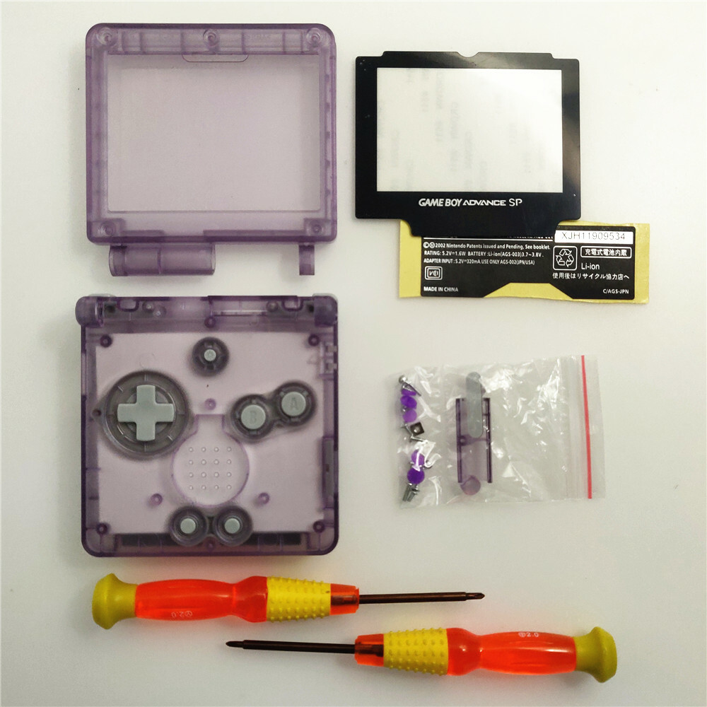 Transparent Clear Purple Shell Housing Case For Game Boy Advance SP GBA ...