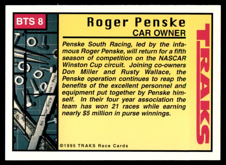 1995 Traks Behind Scenes Roger Penske Penske #BTS8 1098 | eBay