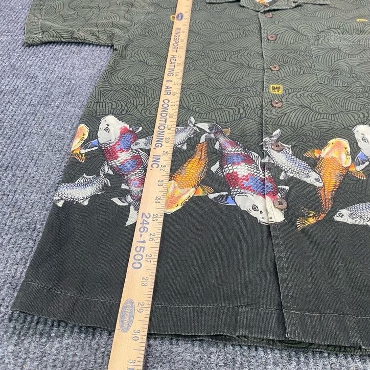 RARE Vintage No Boundaries Men Medium Japanese Floral Koi Fish Button ...