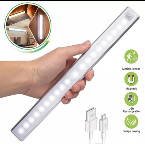 Wireless LED PIR Motion Sensor Light USB Rechargeable Strip Cabinet ...