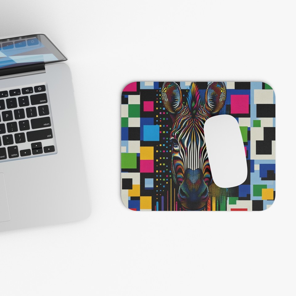 Mouse Pad (Rectangle) Colorful Zebra Face Looking Forward Design 6 ...