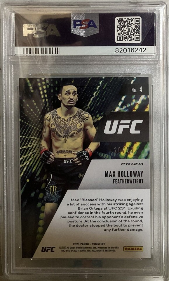 Max Holloway /25 PSA 10 2021 Panini Prizm UFC Instant Impact Green ...