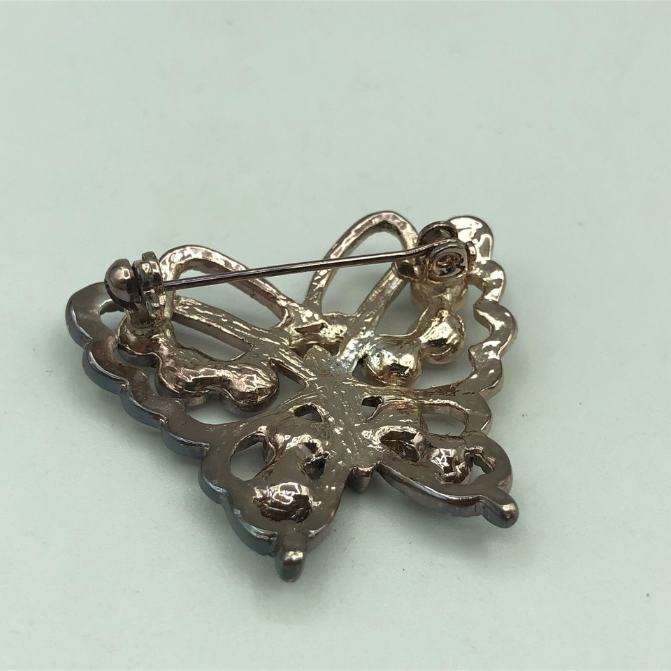 RETRO Rose Gold Tone Butterfly Sparkle Brooch Metalwork Decorative ...