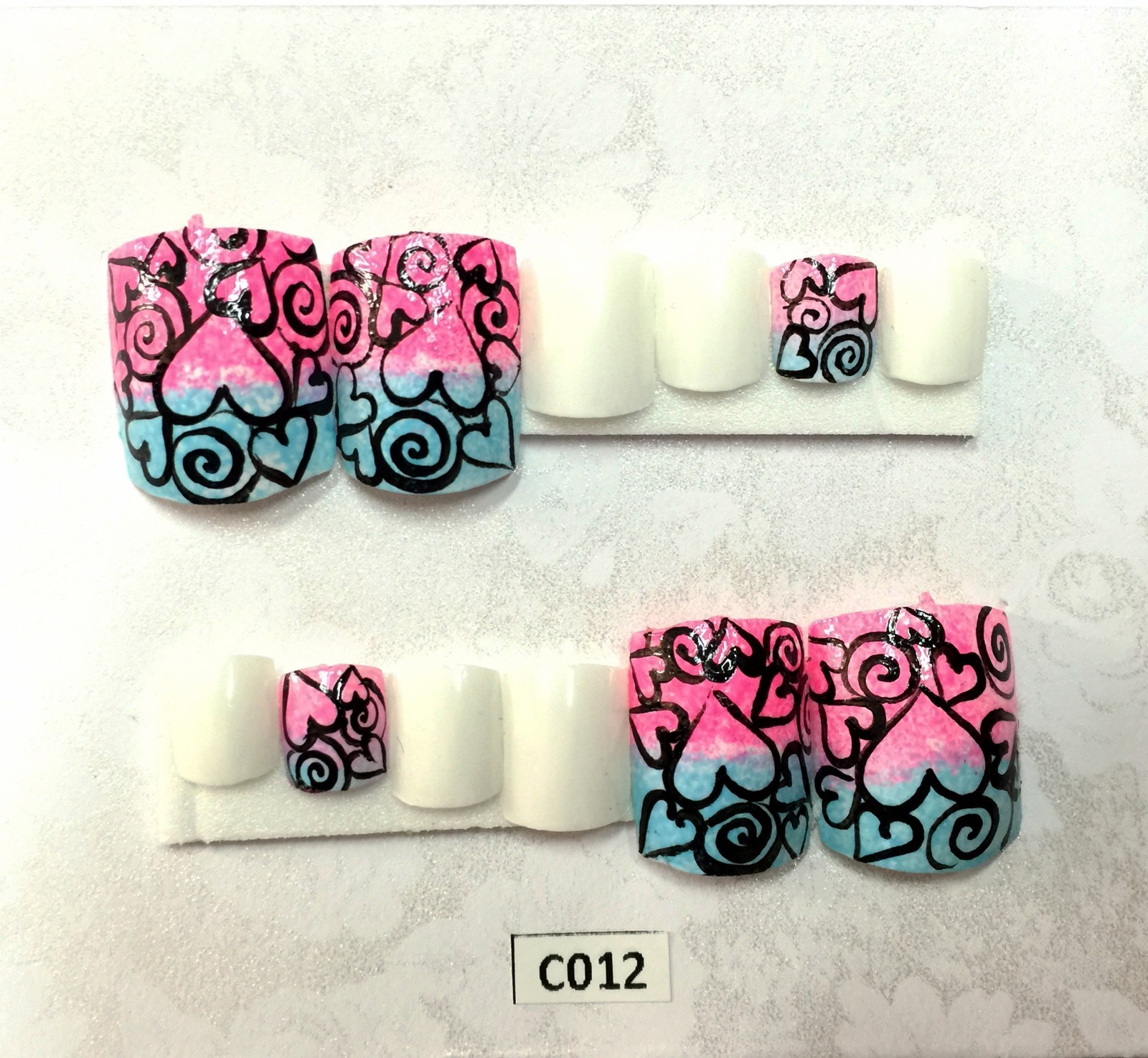 False Fake Art Nails Artificial Design Nail DIY HANDMADE Free Glue Nail ...