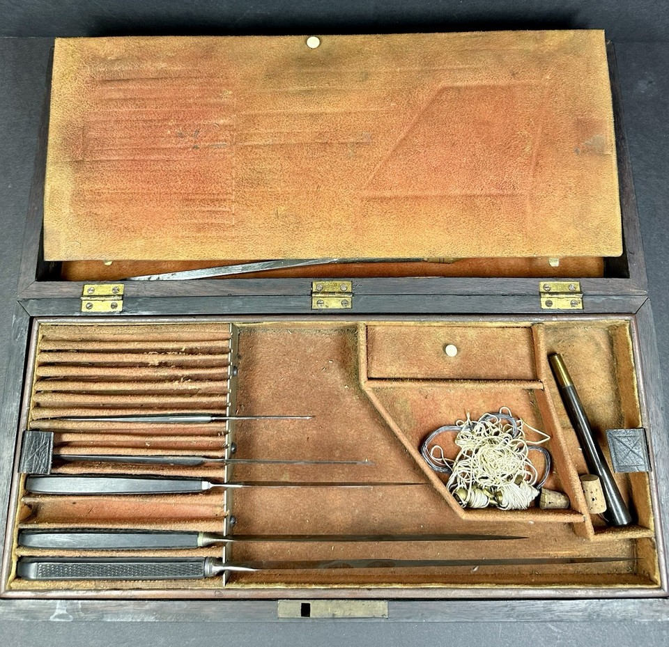 1800s Antique Surgeons Kit Amputation Saw Knives Box Strickler MD ...