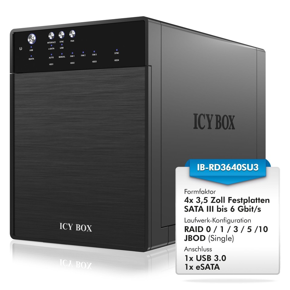 ICY BOX IB-RD3640SU3 RAID/JBOD Gehäuse 4x 3,5" SATA HDD 20641 B-Ware ...