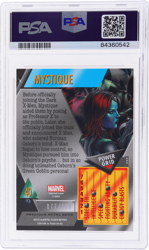 2013 Marvel Fleer Retro Mystique Precious Metal Gems Red #40 /100 PSA 7 ...