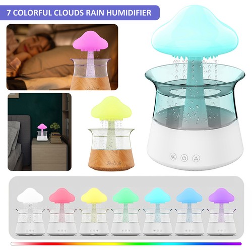 Cloud Rain Humidifier with 7 Colour Lights Timer Portable Raindrop ...