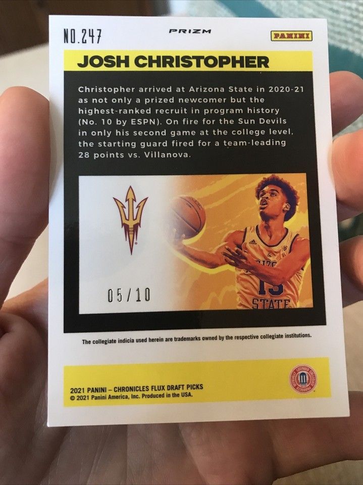 Josh Christopher 2021 Panini Chronicles Flux Draft Picks Rare Gold SSP ...