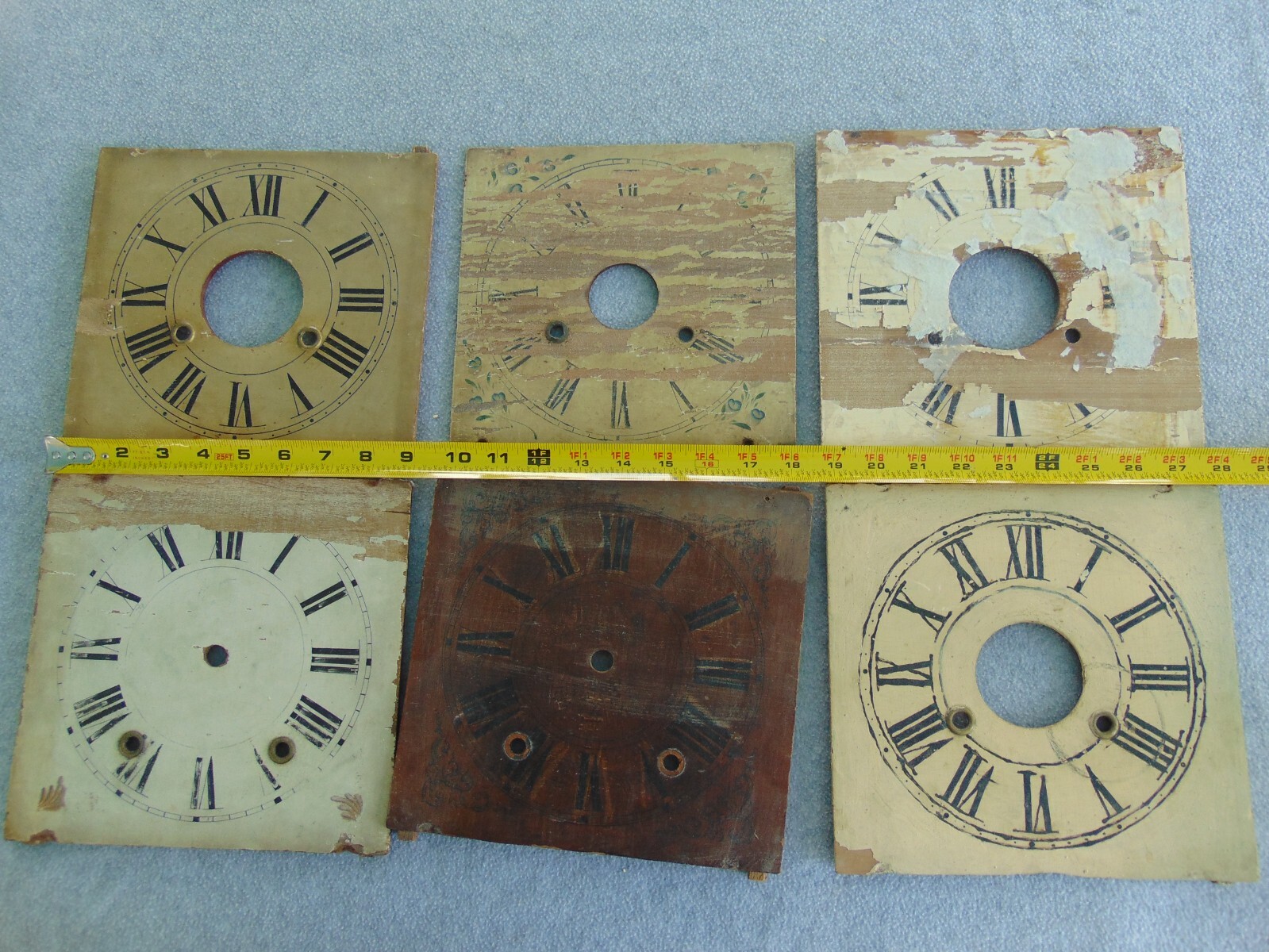 LOT OF 6 OLD ORIGINAL OGEE LG SHELF CLOCK WOOD REPLACEMENT DIALS PARTS ...