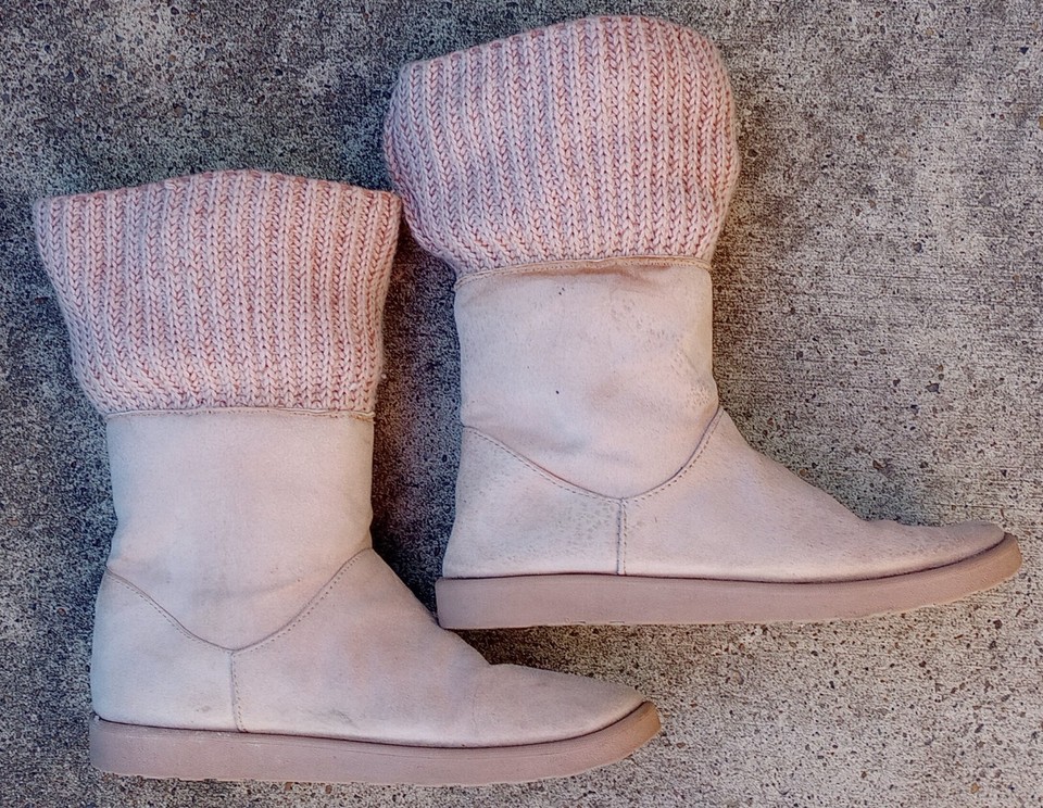 Joe Boxer Womens Tan Suede Knit Top Faux Fur Lining Boots Size 8 | eBay UK