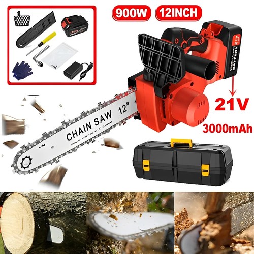 12 Inch Cordless Electric Chainsaws 21V Brushless Chain Saws Kit with ...