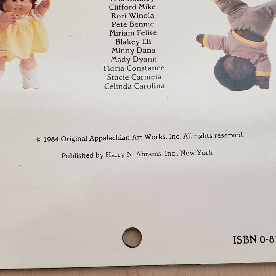 Vintage 1985 Cabbage Patch Kids Wall Calendar No Writing Crisp Pages | eBay