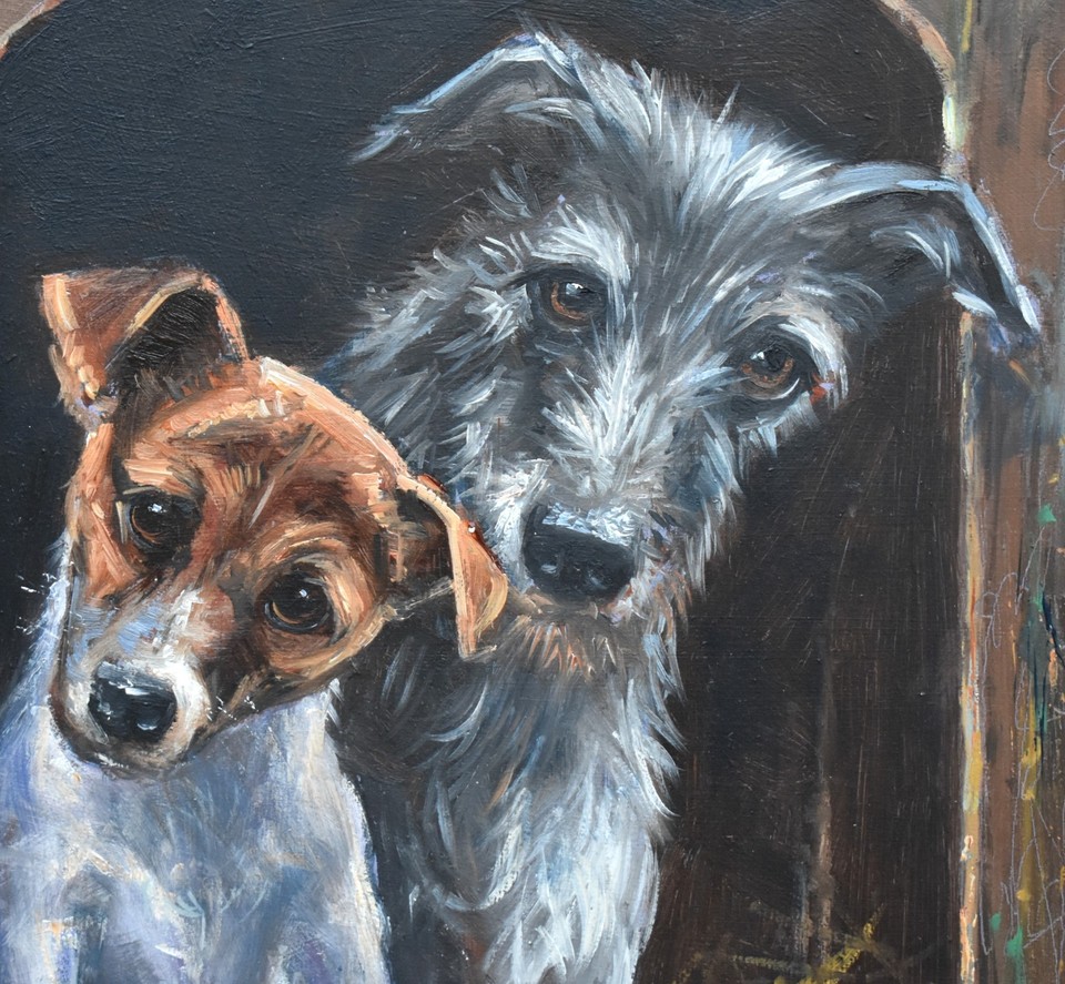 Wonderful Richard Blowey Oil Painting Portrait Of Two Dogs Original ...