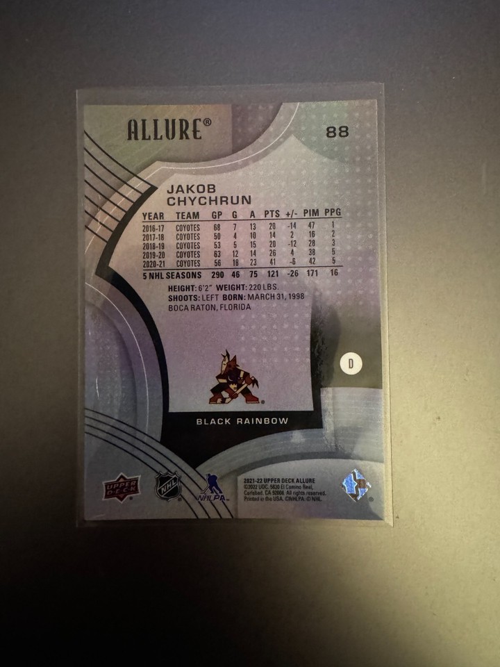 2021-22 Upper Deck Allure Jakob Chychrun #88 Black Rainbow Parallel | eBay