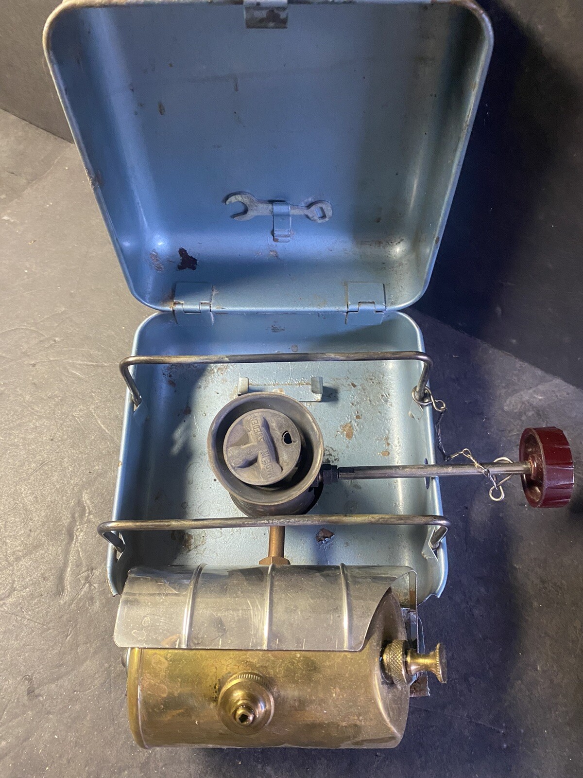 OPTIMUS 111B PORTABLE CAMP STOVE COOKER COMPLETE ANTIQUE Display Case ...