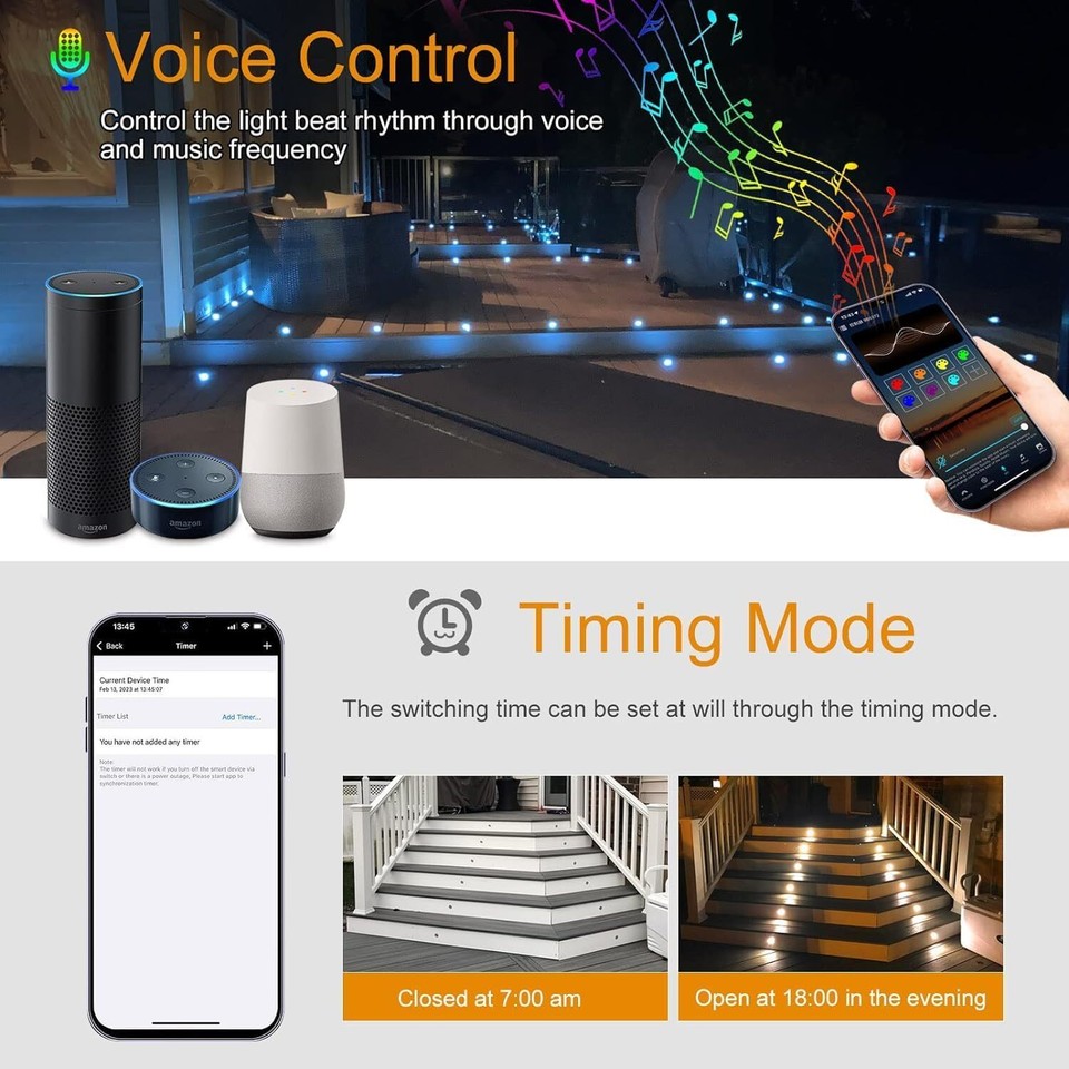 WIFI/BT 30mm RGB Led Decking Lights Plinth Lights For Terrace/Patio ...