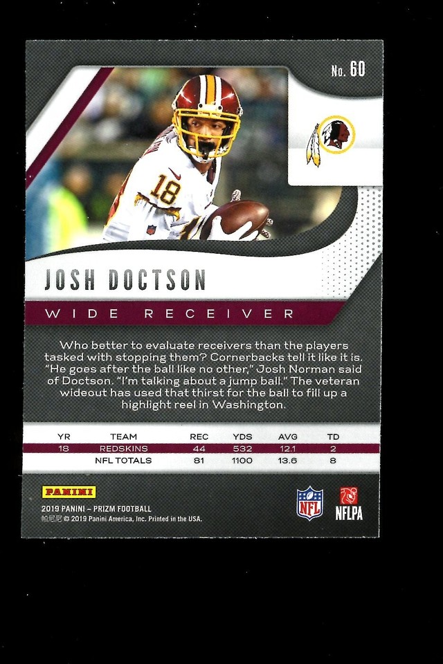 2019 Prizm #60 Josh Doctson Washington Redskins Commanders QTY | eBay