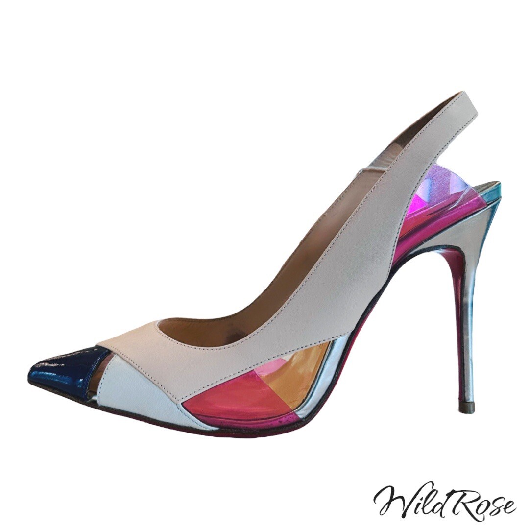 Christian Louboutin Air Chance Cut Out Blue & Beige Leather & PVC ...