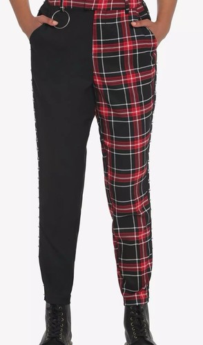 Hot Topic Womens 90s Style Size Small Black & Red Plaid Split Leg Pants ...