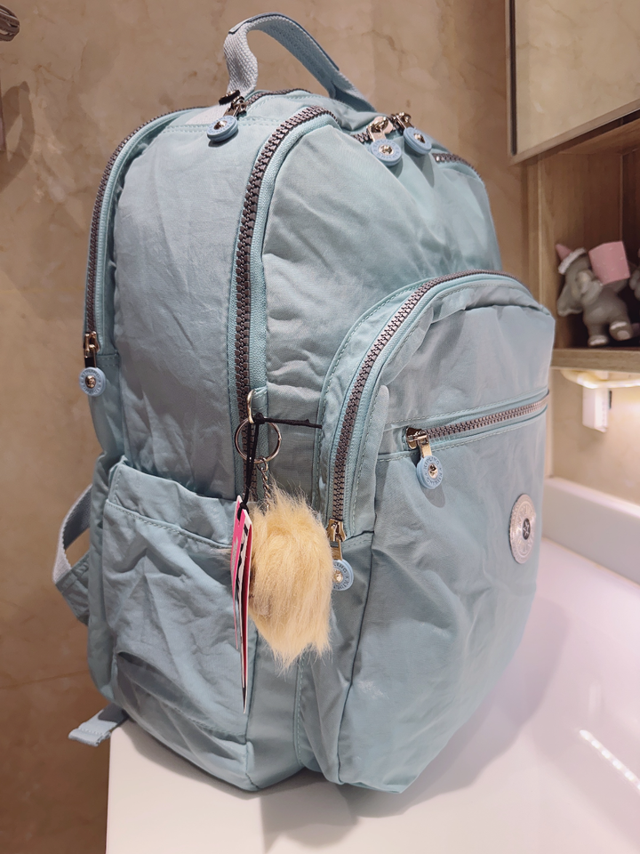 Kipling Seoul XL Extra Large 17" Laptop Backpack Zip Pockets Bride Blue ...