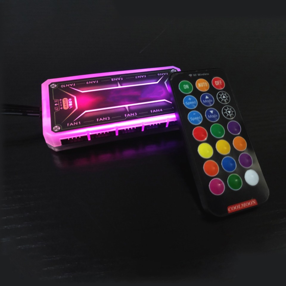 PC Cooling Fan Hub RGB Fan Controller Remote Control Computer Case ...