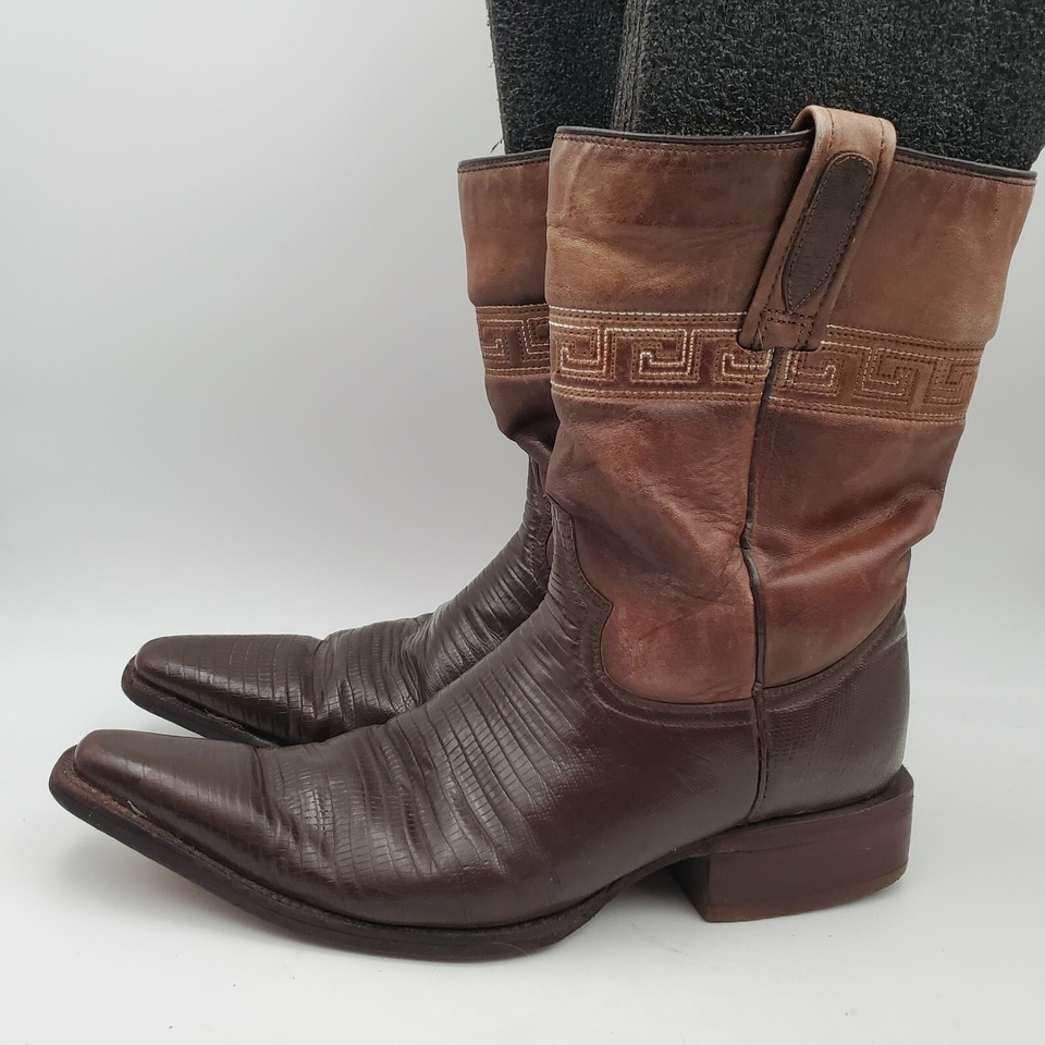 Rudel Western Cowboy Brown Pig Skin Leather Boots Mens Size 7 EE | eBay