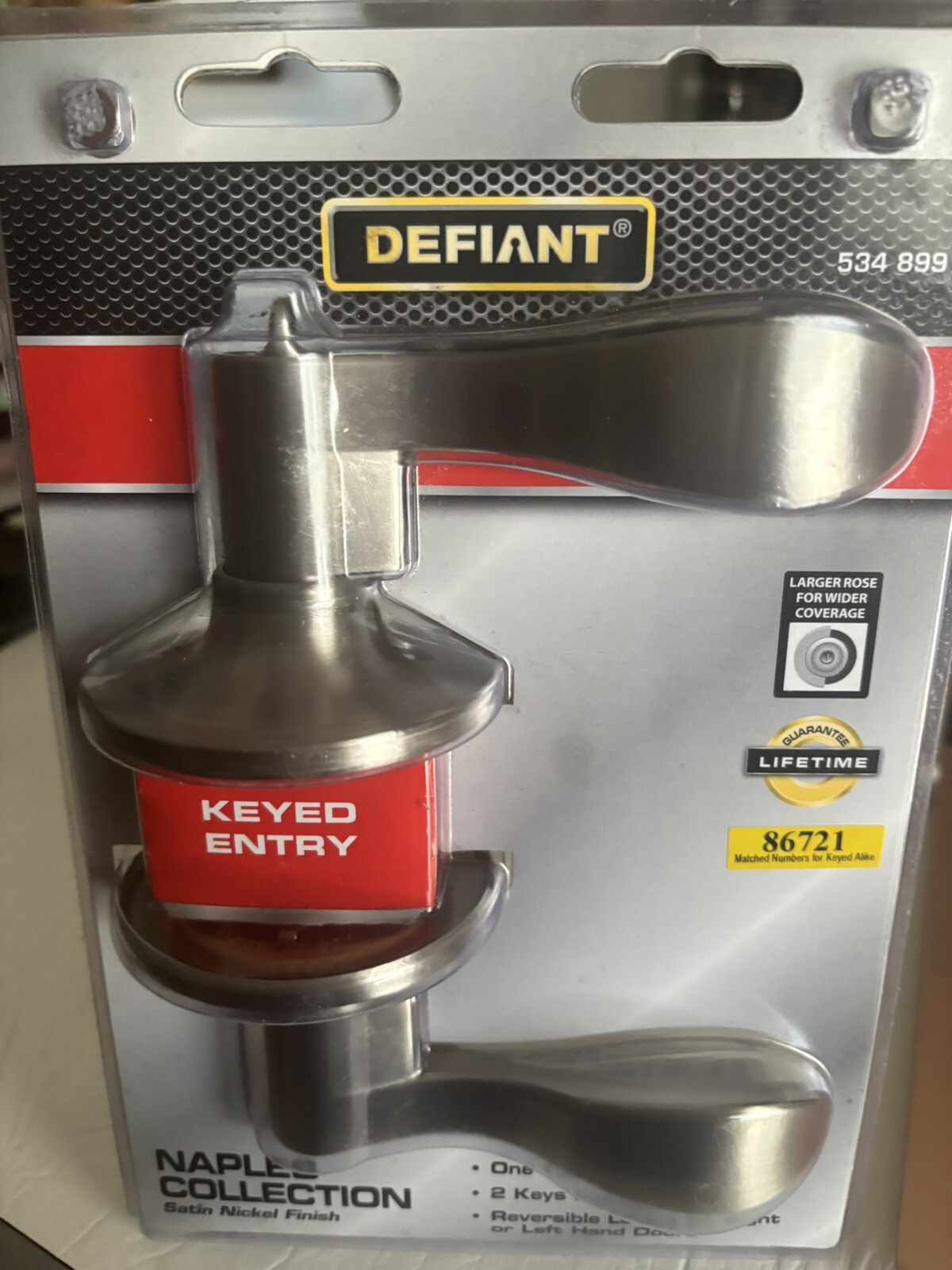 Defiant Naples Satin Nickel Modern Keyed Entry Door Lever Handle ...