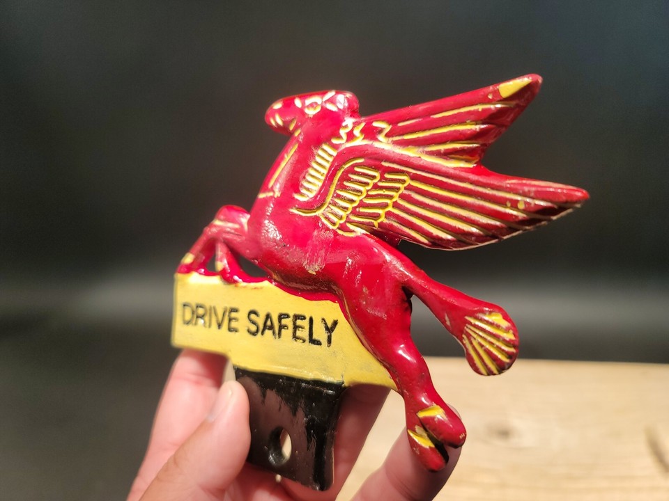 Antique Vintage Style Aluminum Pegasus Drive Safely License Plate Fob ...