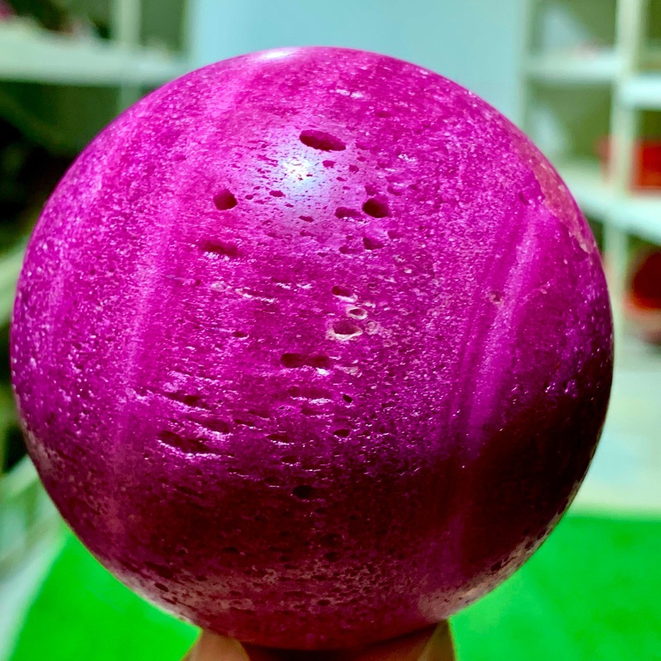 1.13LB Natural red ruby Corundum sphere crystal mineral sample ball ...