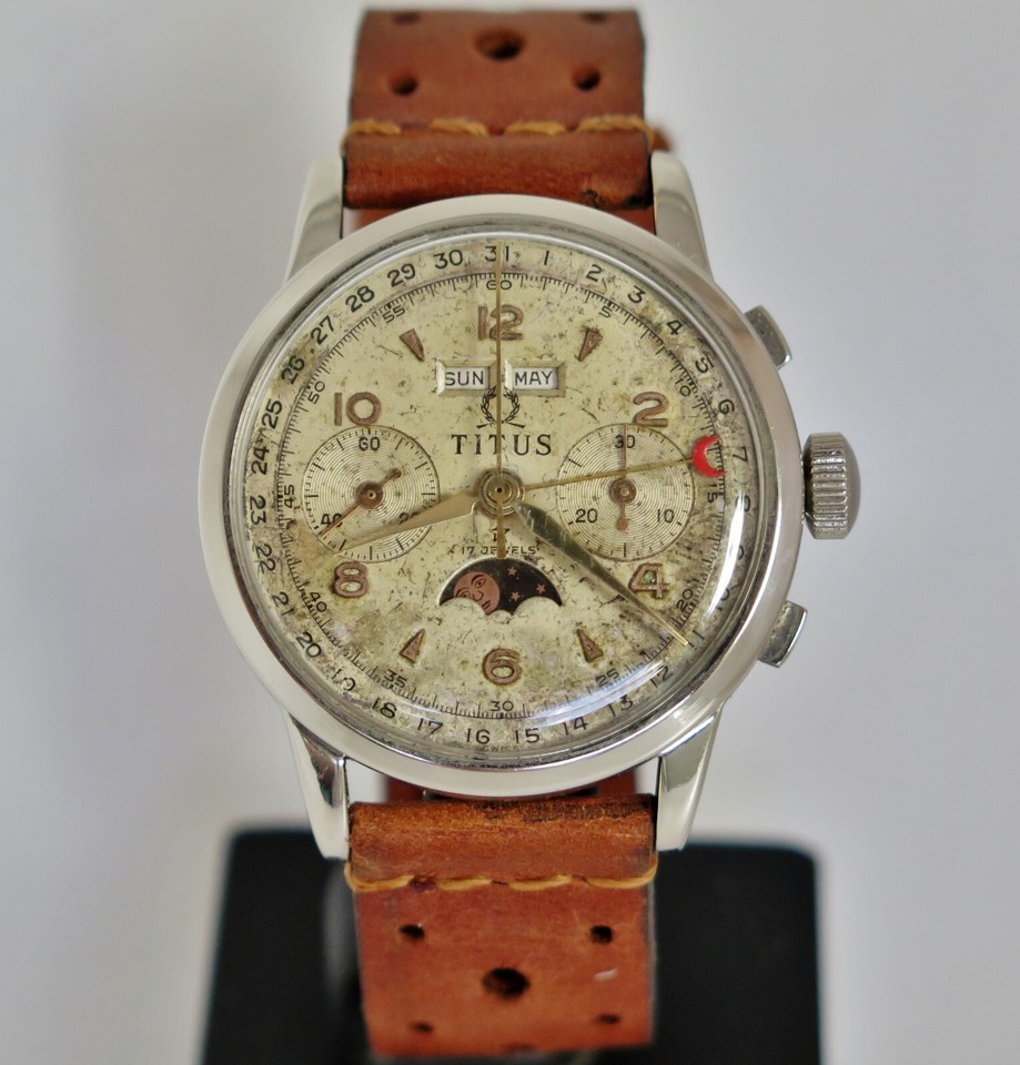 Chronograph TITUS, triple calendar, moonphase, Landeron 186 hand ...