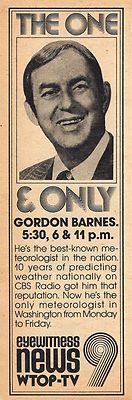 1976 WTOP WASHINGTON D.C. TV AD~GORDON BARNES WEATHER METROROLOGIST ...