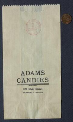 1950-60s Era Richmond Indiana Adams Candy Store bag Lost in dowtown ...