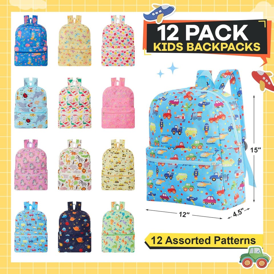 12 Pack Kids Backpacks Bulk Toddler Boys Girls Back to School Backpacks ...