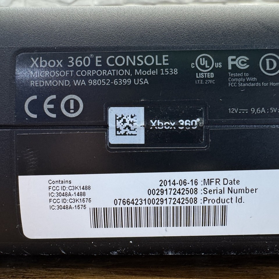 Microsoft Xbox 360 E Console Only Model 1538 Black System Tested ...